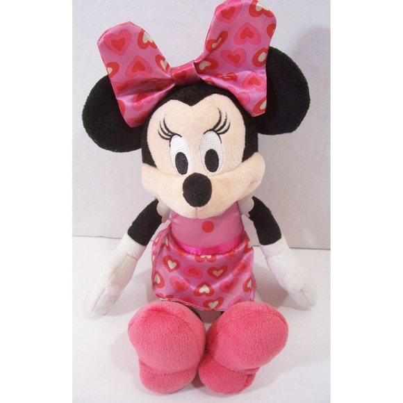 Disney | Toys | Minnie Mouse Plush 9 In Stuffed Doll Pink Satin Dress ...
